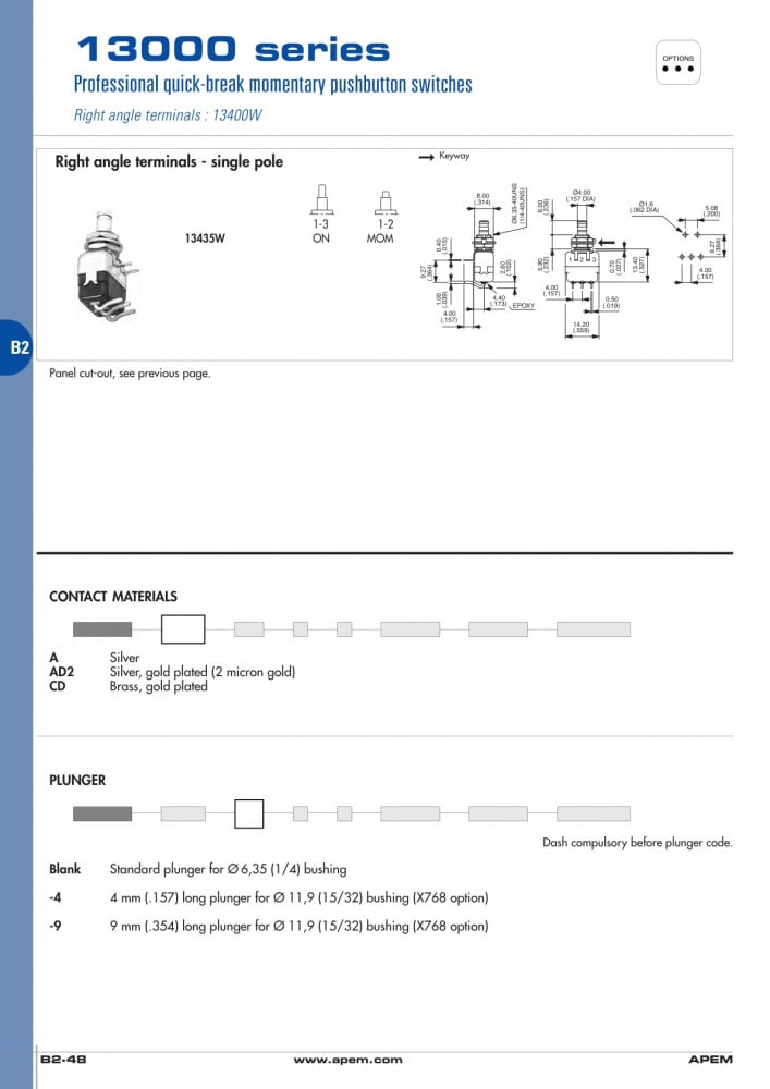 APEM U482 technical document page 5