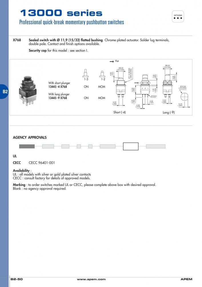 APEM U482 technical document page 7