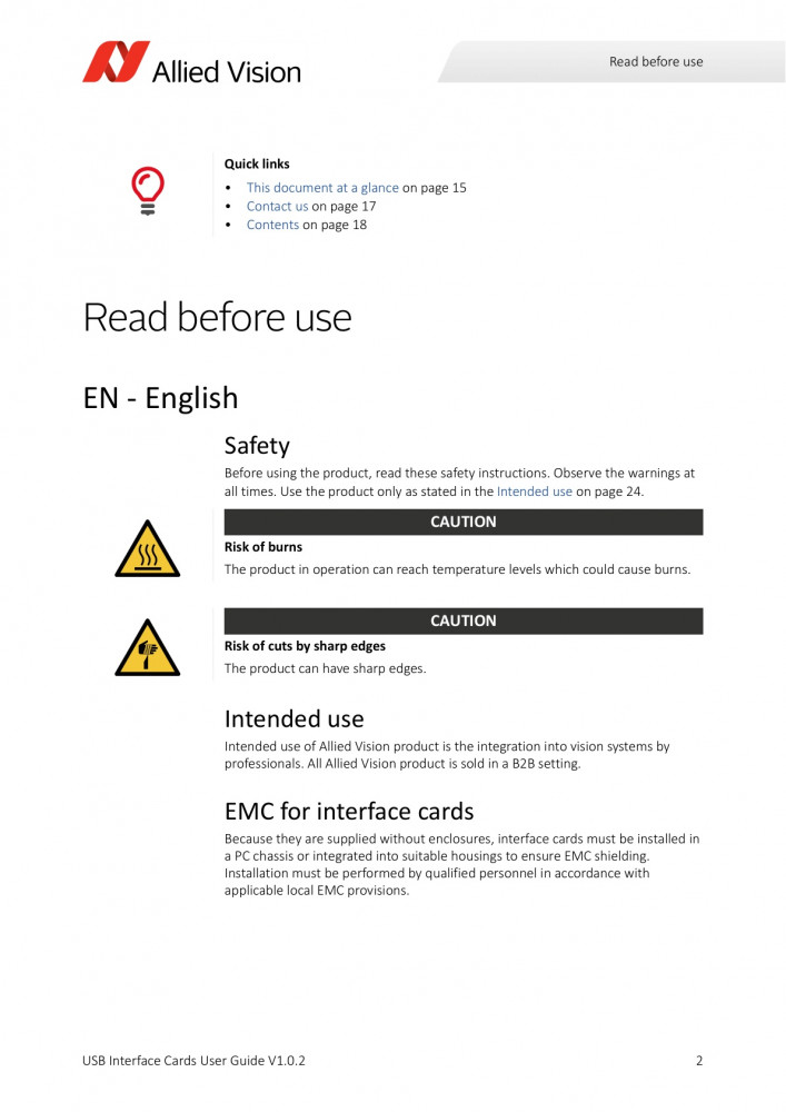 USB interface card guide, page 2