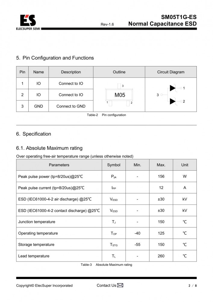 SM05T1G-ES datasheet page 2