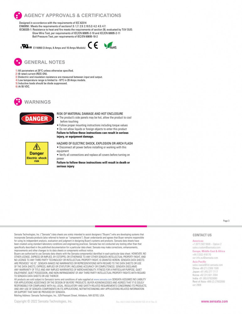 Sensata KS-100 technical document page 3