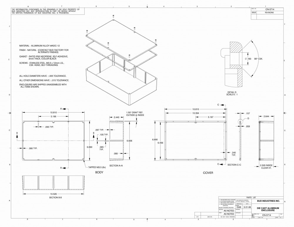 Bud Industries CN-5714 mechanical drawing visual reference