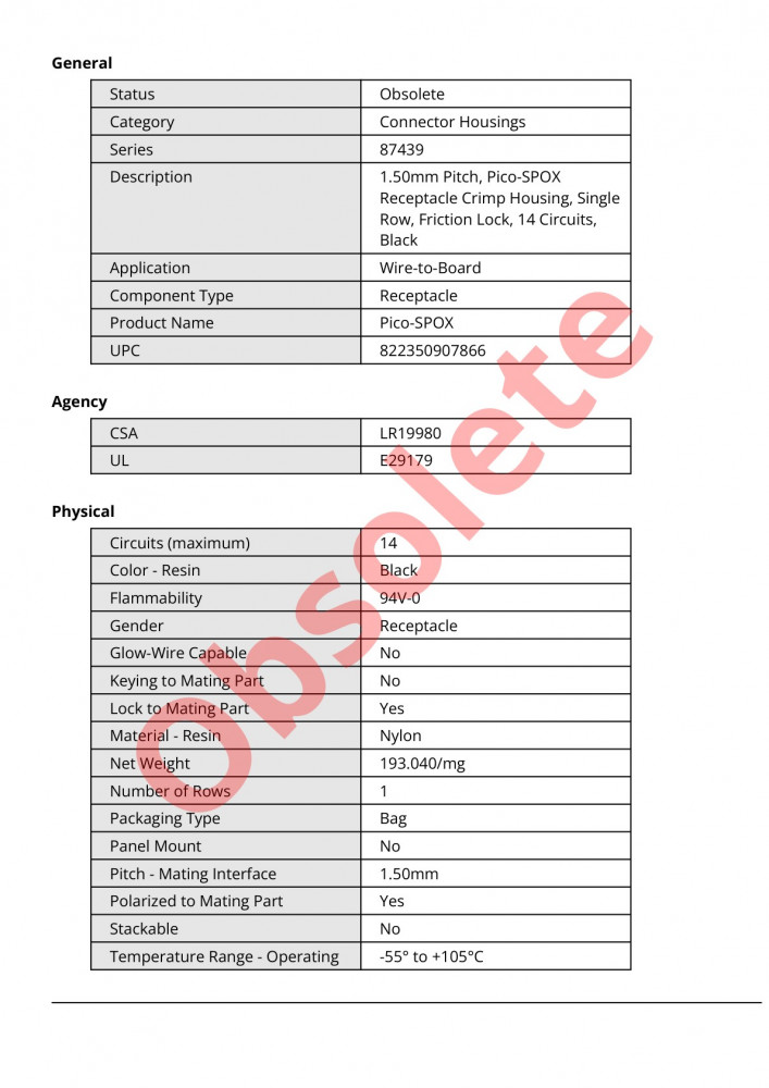 Product document page 2 for MOLEX 874391401