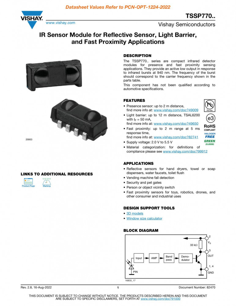 TSSP77038ETR datasheet page 1