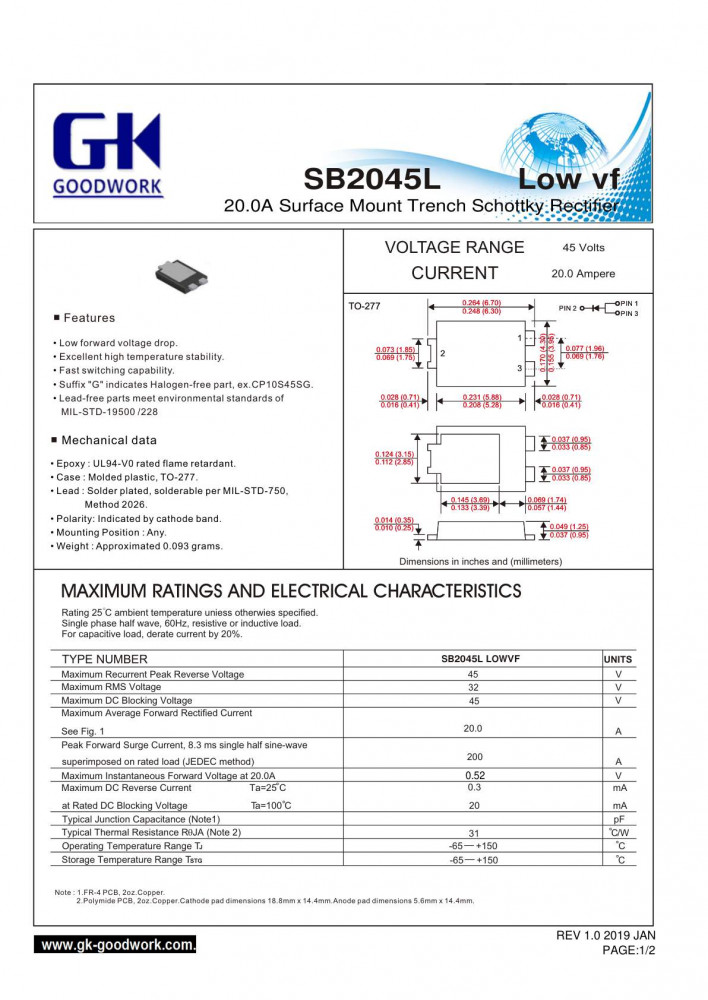 SB2045L datasheet page 1