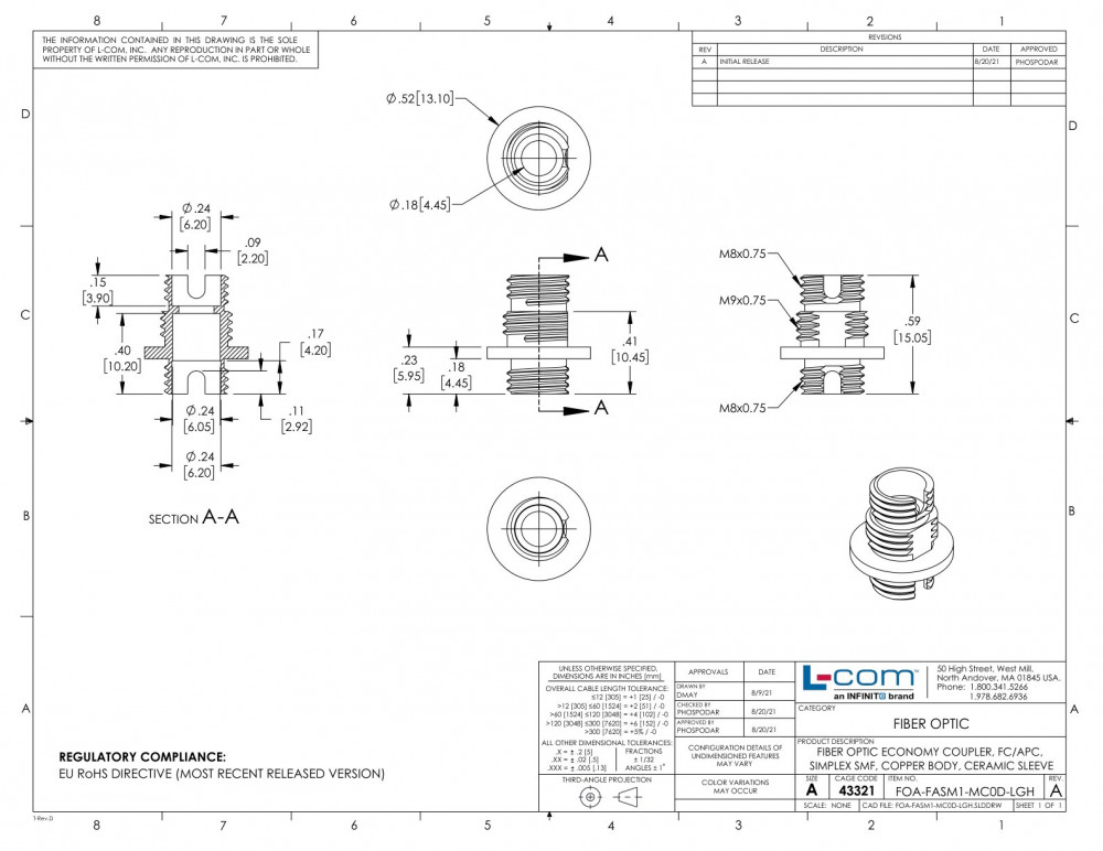 L-com FOA-FASM1-MC0D-LGH technical drawing preview