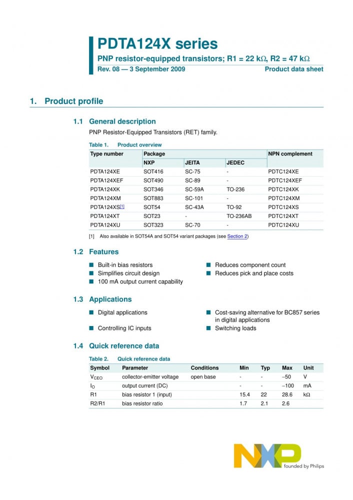 PDTA124XU datasheet page 2
