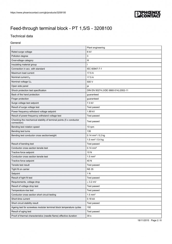 PT 1,5/S technical document page 2