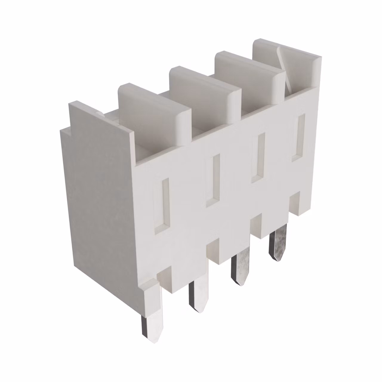 KK 396 PC Board Connector, Bottom Entry, Hooks Removed, Brass, 4.06mm Tail Length, 2.54µm Tin (Sn) Plating, 4 Circuits for sale