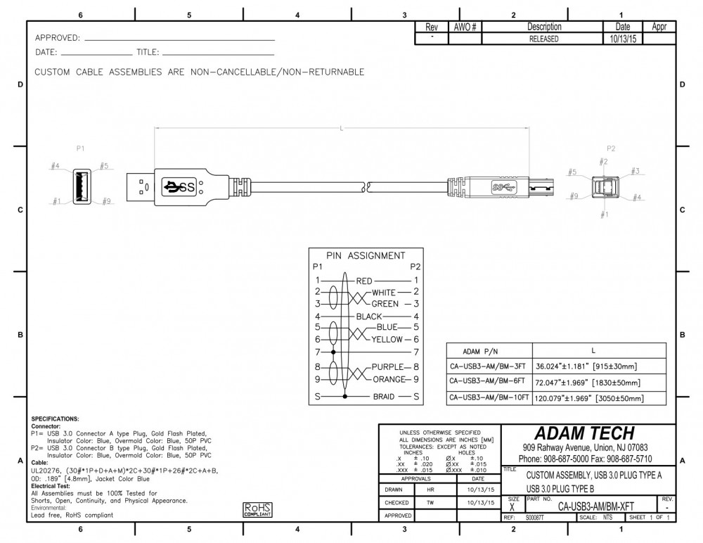 CA-USB3-AM-BM-3FT technical document preview