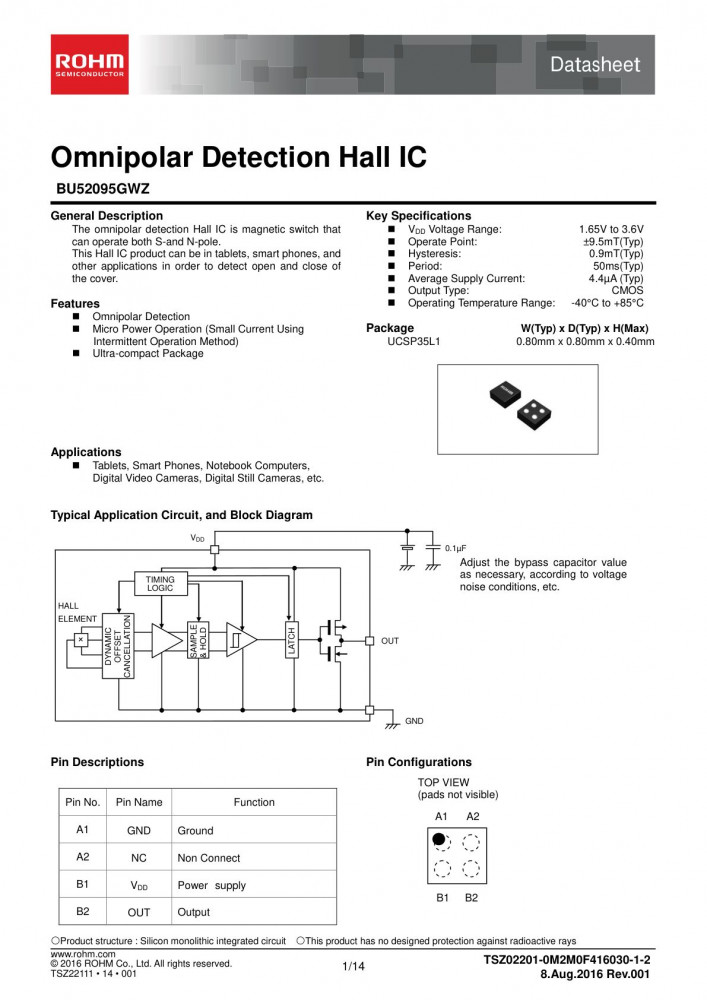 BU52095GWZ-E2 datasheet page 1