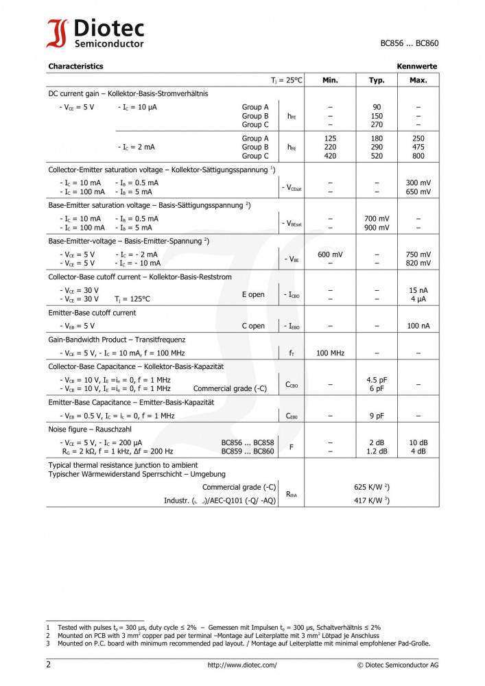 DIOTEC BC856–BC860 datasheet page 2