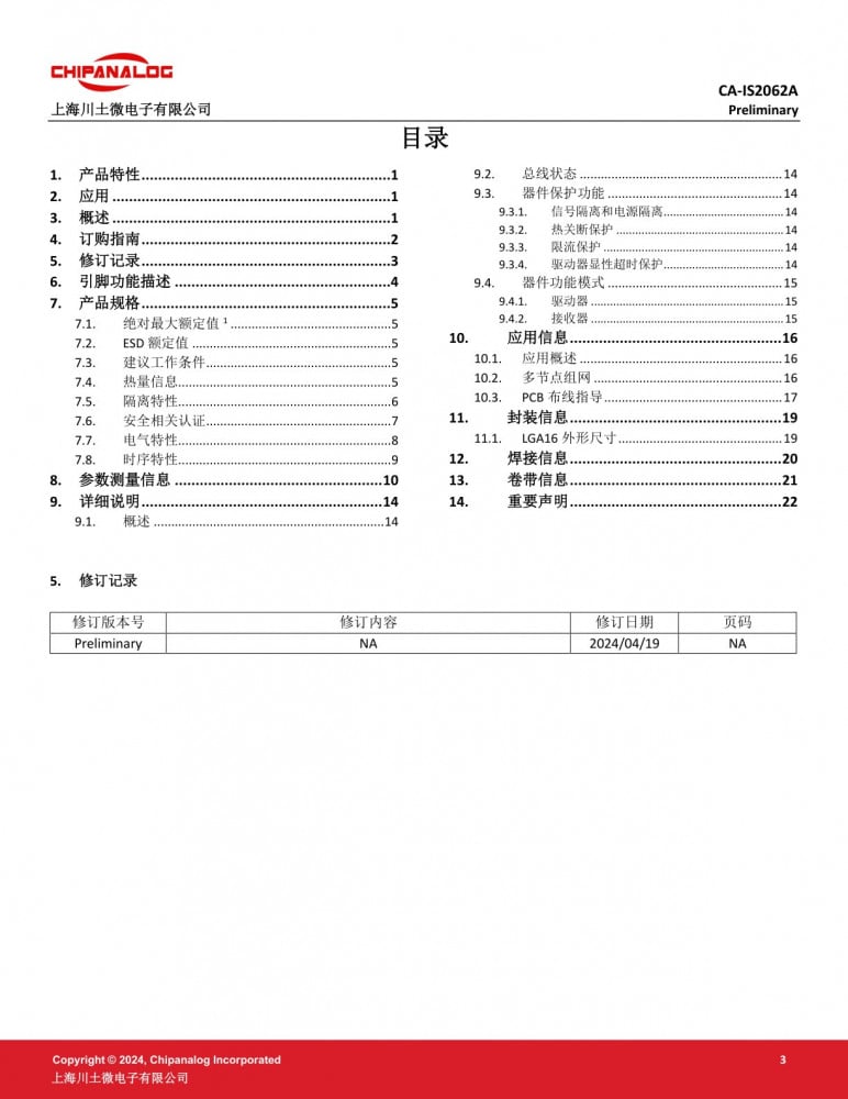 CA-IS2062A datasheet page 3
