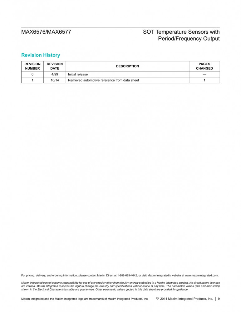 MAX6576 document page 9