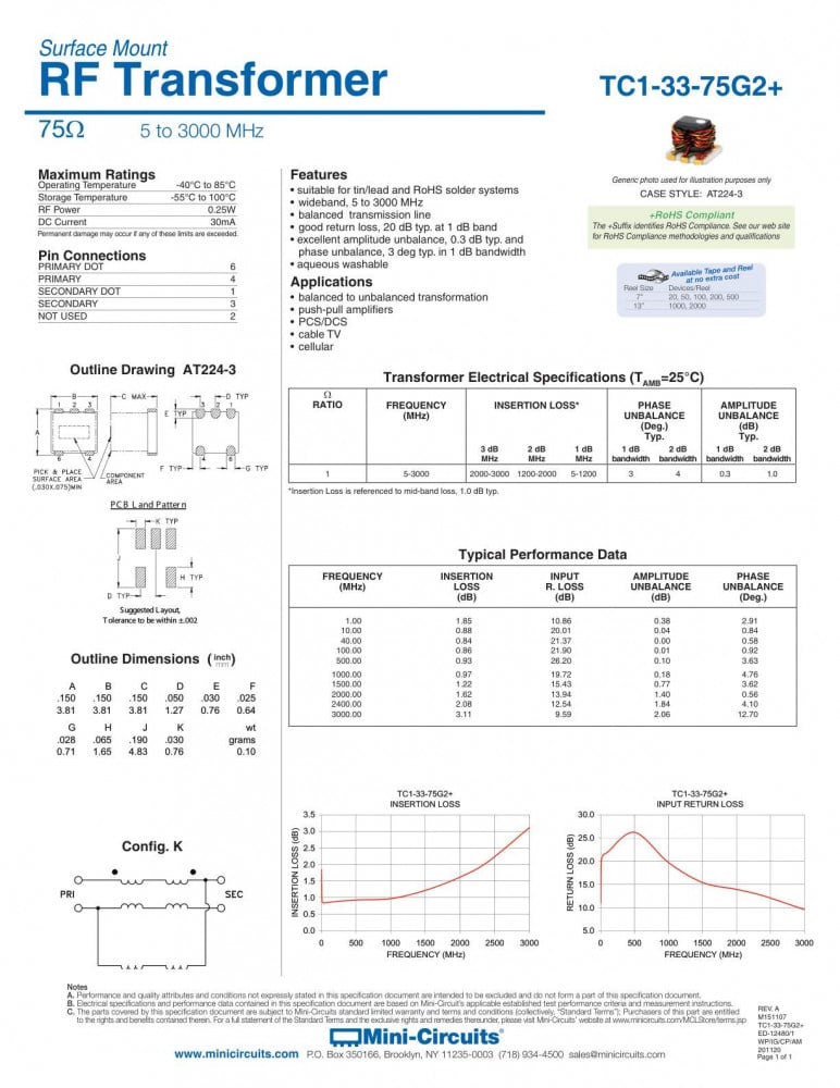 TC1-33-75G2+ technical datasheet page
