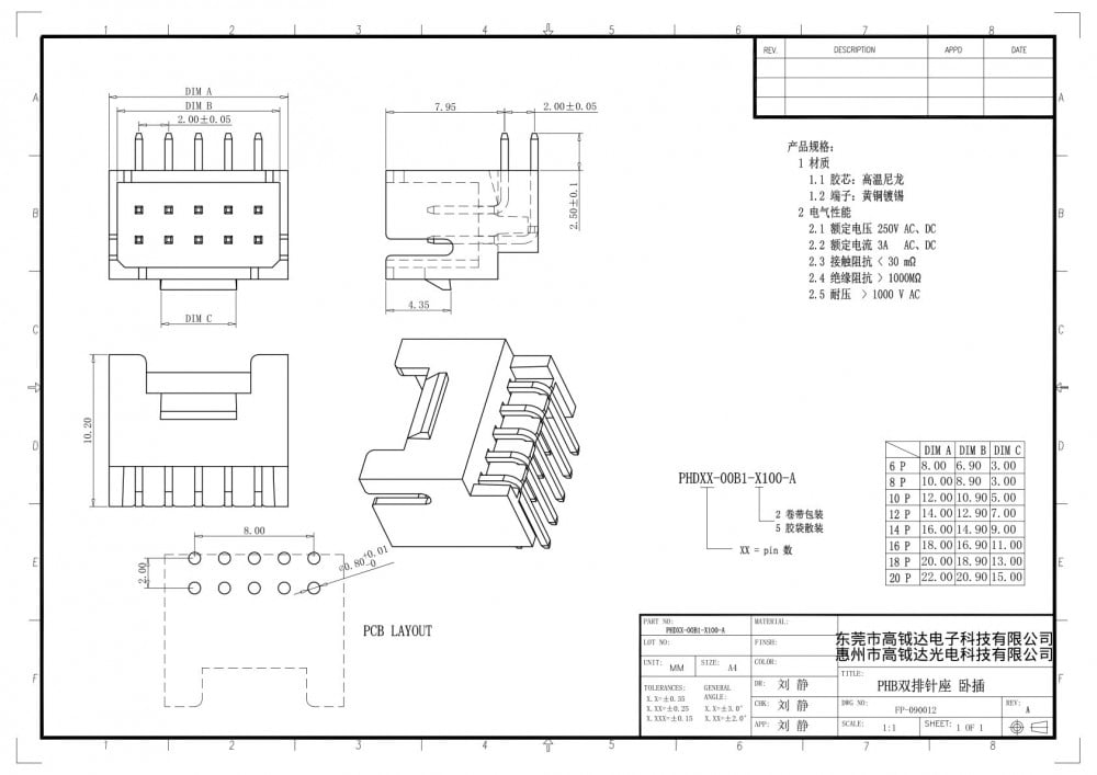 PHB10-00B1-2100-A technical drawing