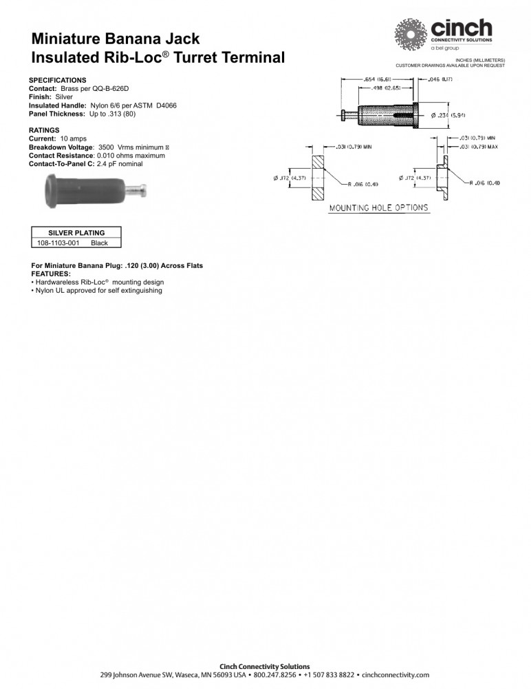 Bel Fuse 108-1103-001 technical document page