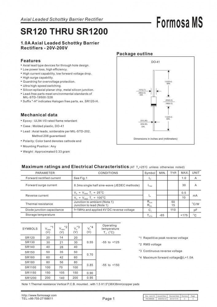 FMS SR160 datasheet page 1