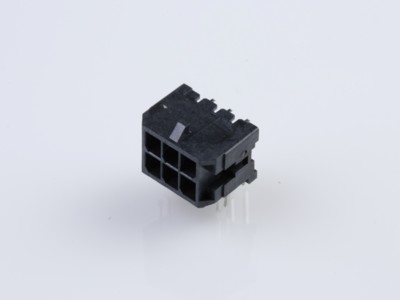 Micro-Fit 3.0 Right-Angle Header, 3.00mm Pitch, Dual Row, 6 Circuits, with Snap-in Plastic Peg PCB Lock, 2.54µm Matte Tin Plating, Glow-Wire Capable, Black for sale