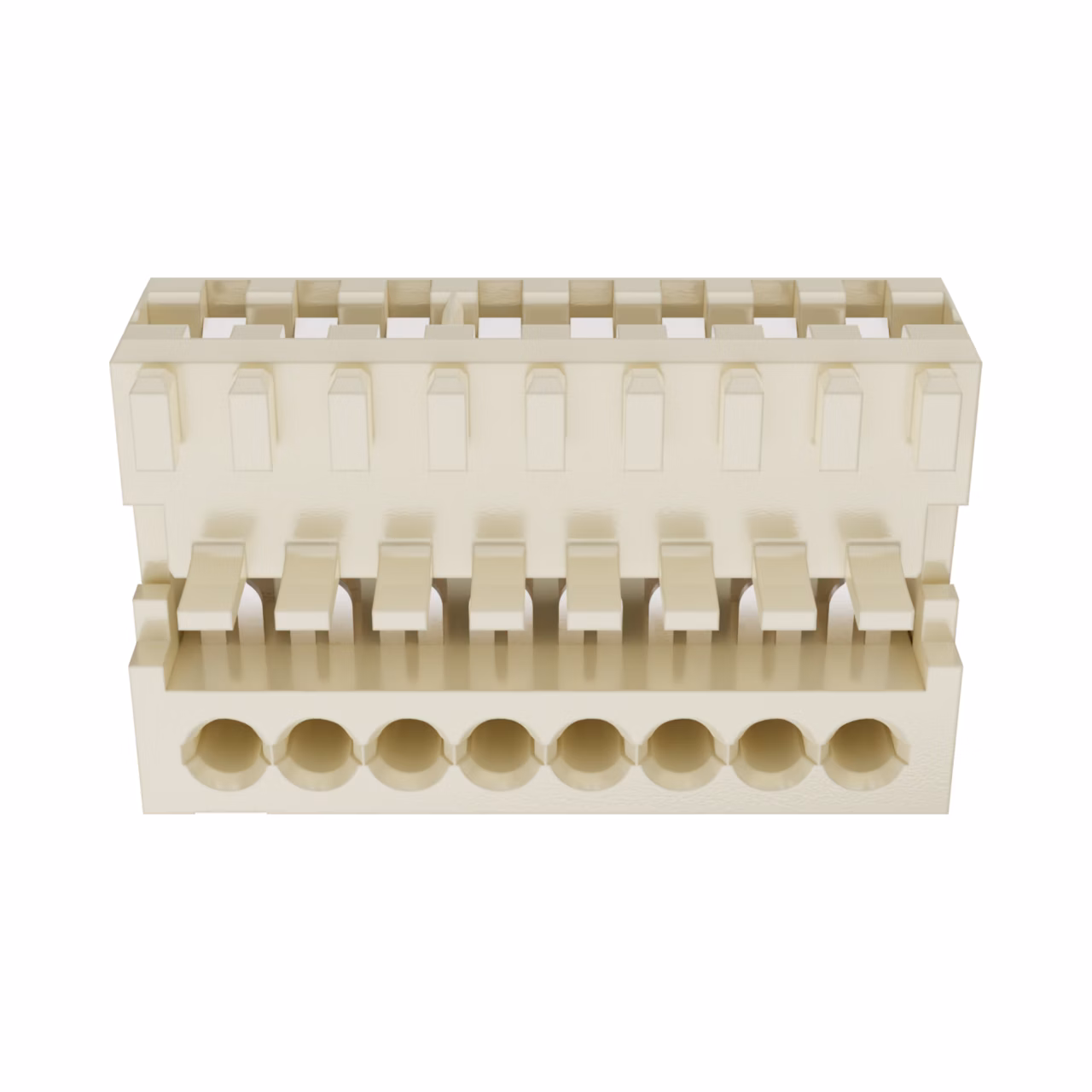 Appli-Mate RAST 2.5 Connector, 2.50mm Pitch, Female, 8 Circuits, Polarizing Rib Between 3/4, Locking Pips, Slotted Endwalls, Tin Plating for sale