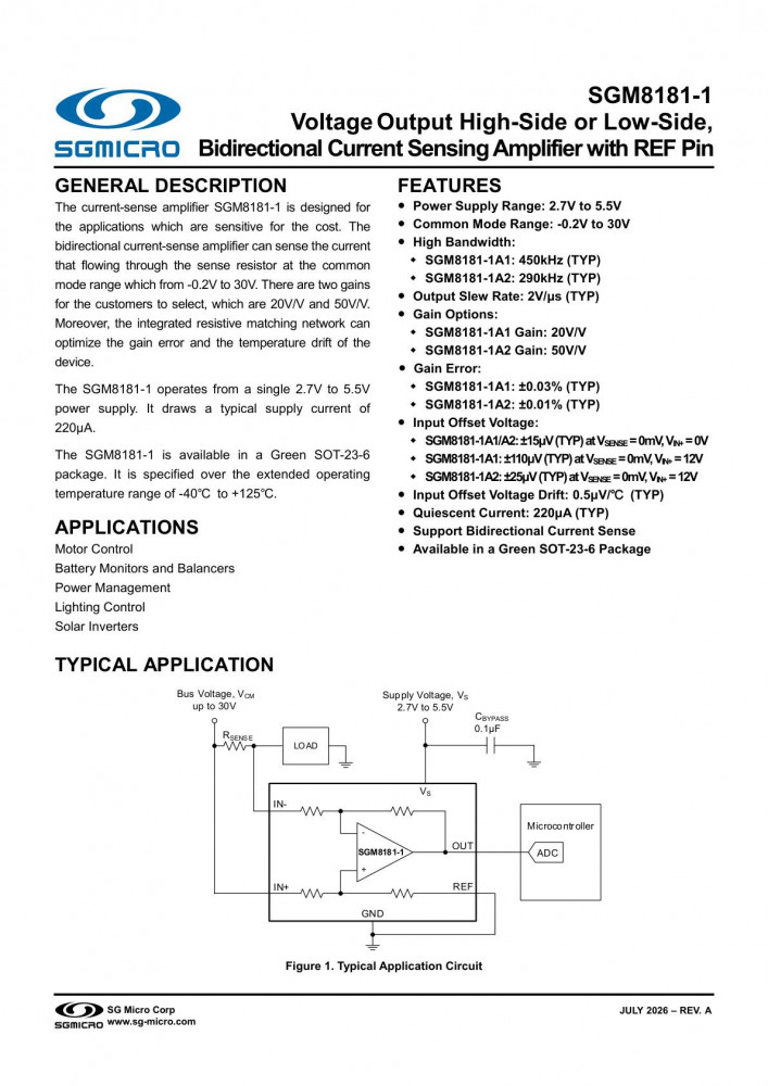 SGM8181-1 datasheet page 1