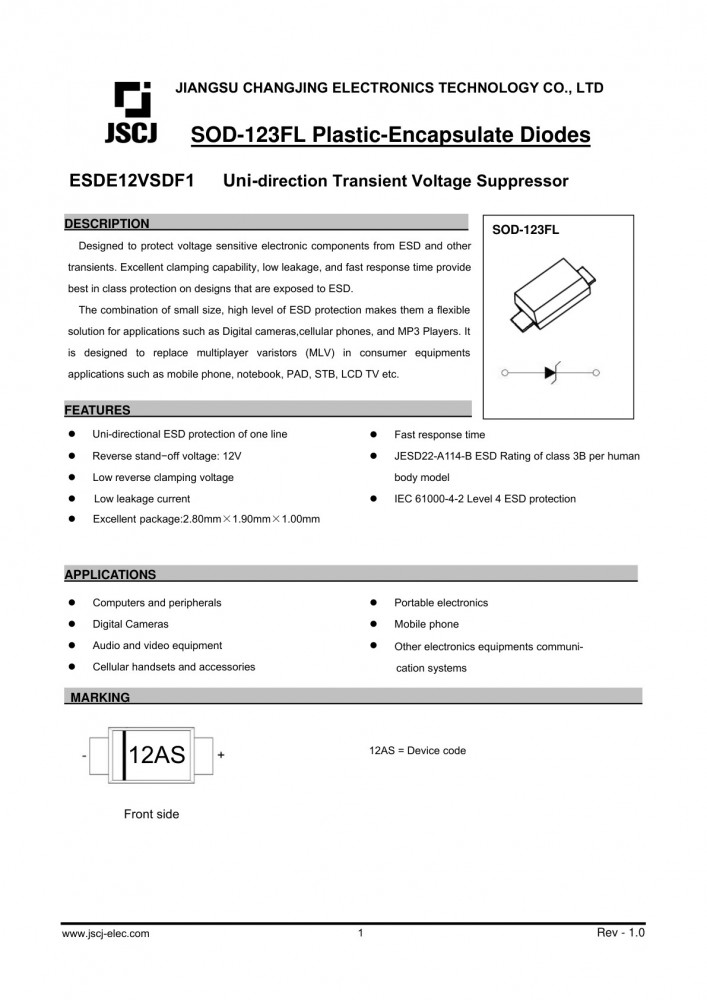 ESDE12VSDF1 datasheet page 1