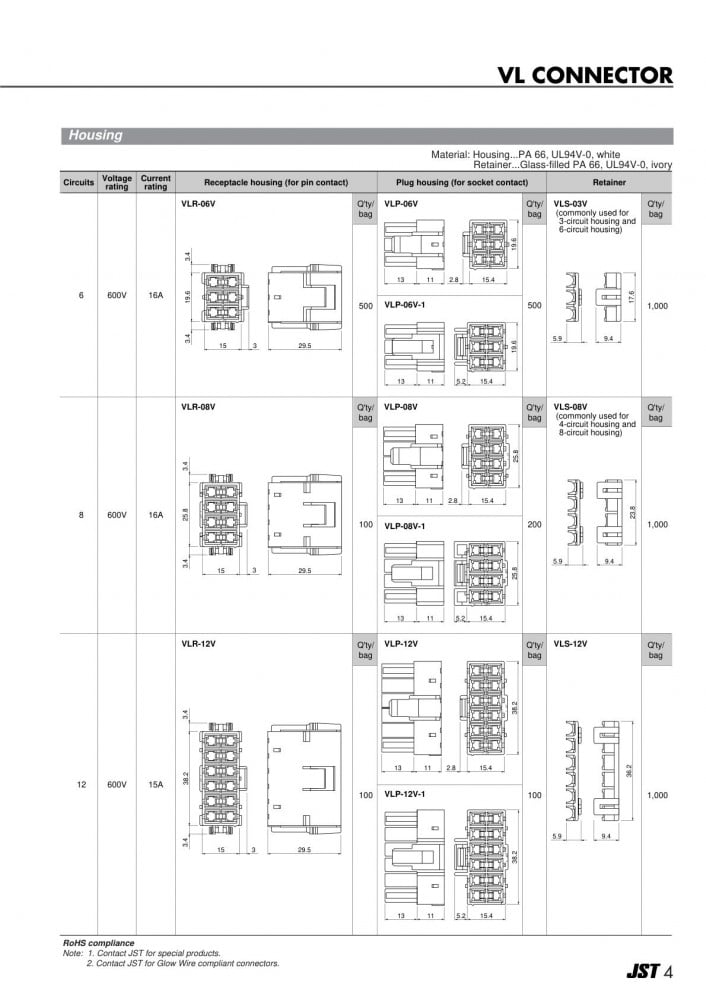 JST VL connector datasheet page 4