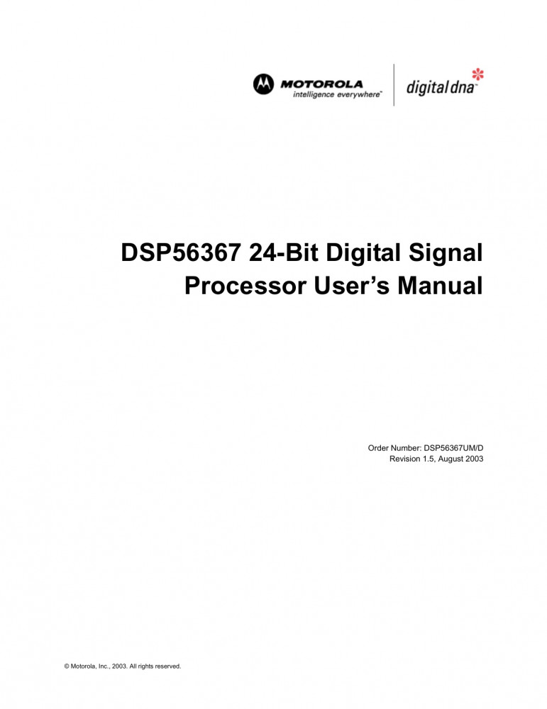 DSP56367 manual page 1