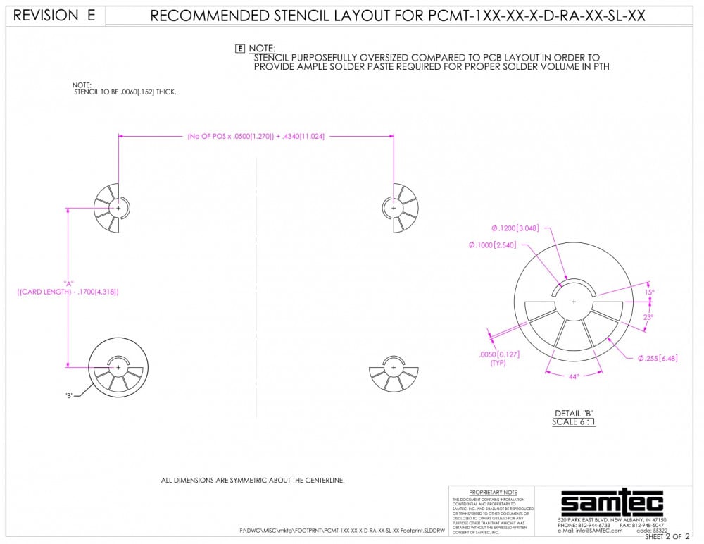 Samtec PCMT recommended stencil layout page 2