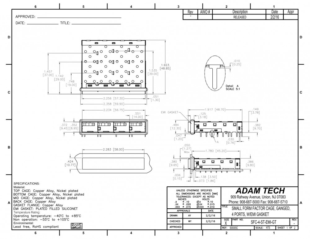 ADAM TECH SFC-4-ST-EMI-GT drawing, page 1