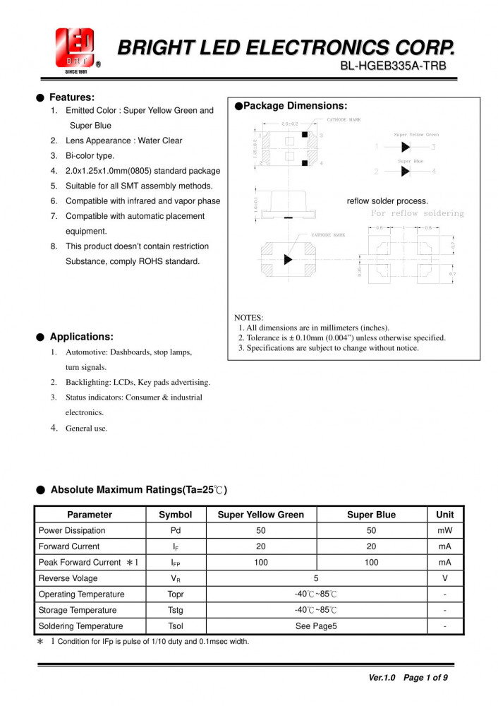 BL-HGEB335A-TRB datasheet page 1