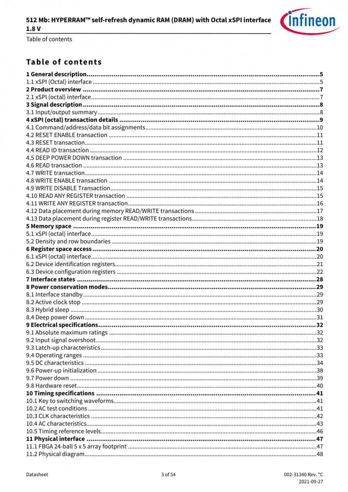 HYPERRAM technical document page 3