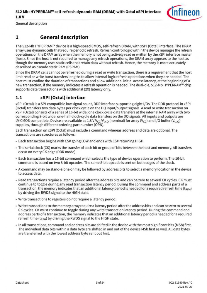 HYPERRAM technical document page 5