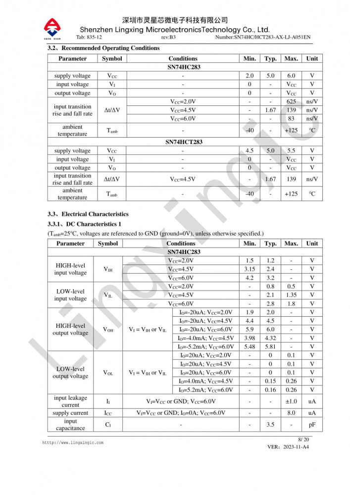 SN74HC283DR(LX) datasheet page 8