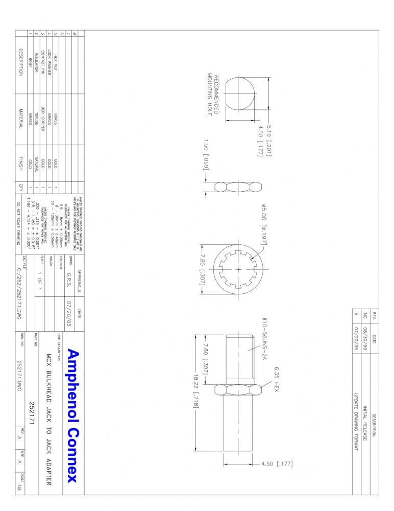 Amphenol 252171 technical drawing