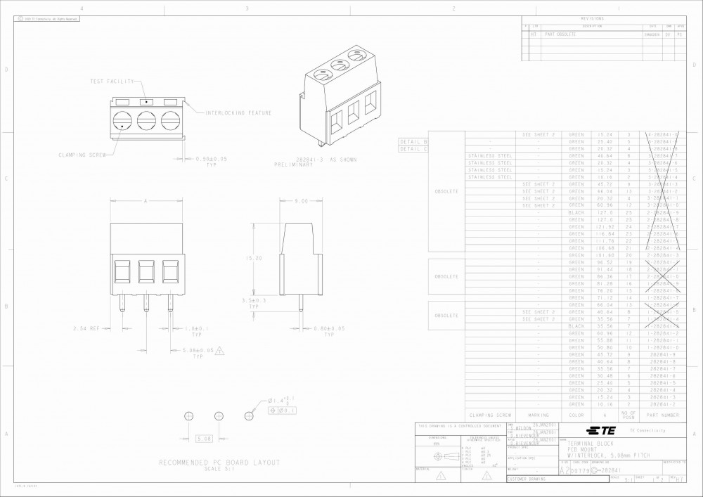 TE Connectivity 282841-8 technical drawing page 1