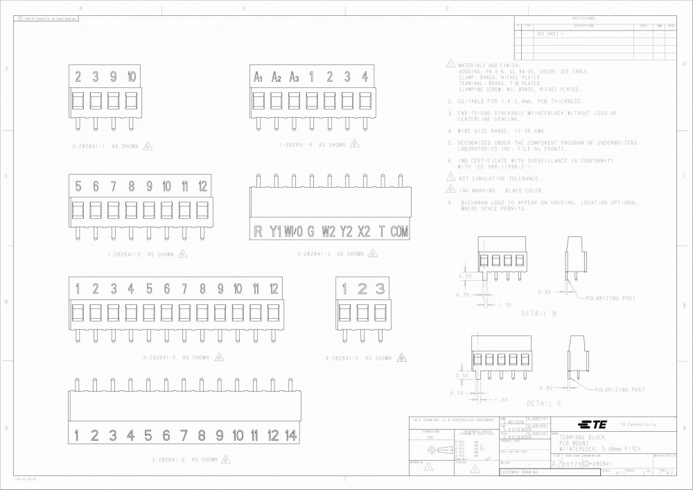 TE Connectivity 282841-8 technical drawing page 2