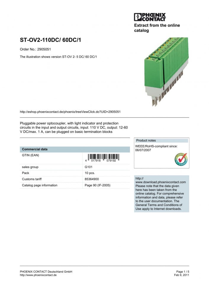 Phoenix Contact 2905051 datasheet page 1