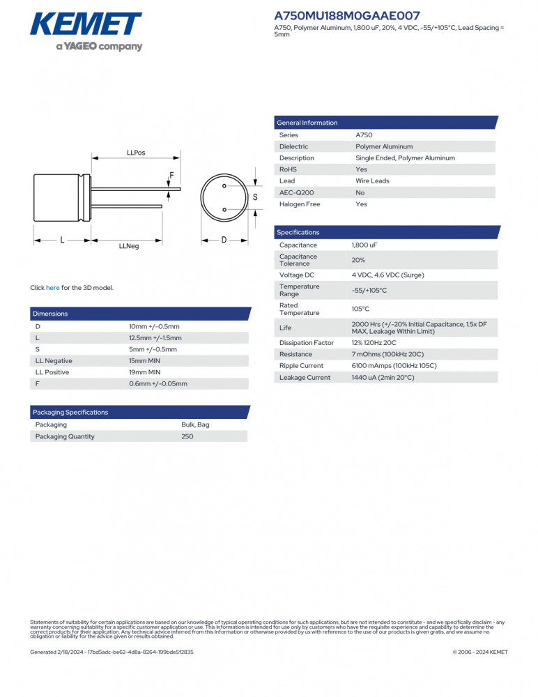 A750MU188M0GAAE007 technical document page