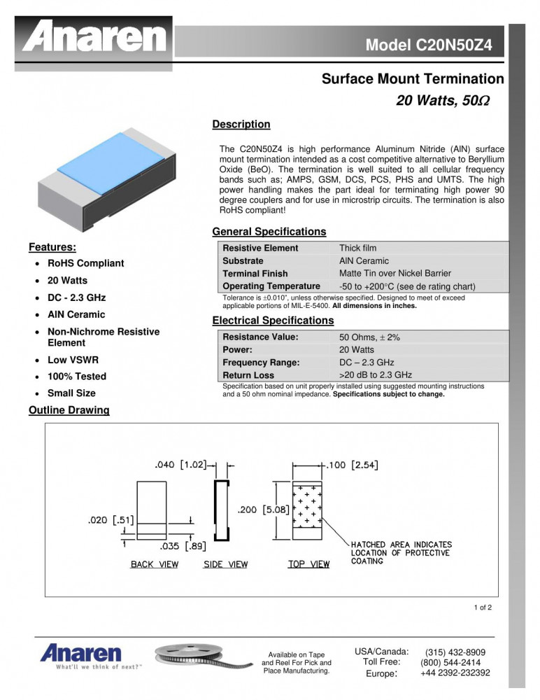 C20N50Z4 datasheet page 1
