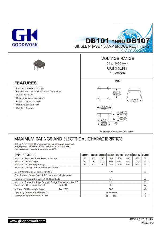 GOODWORK DB107 datasheet page 1