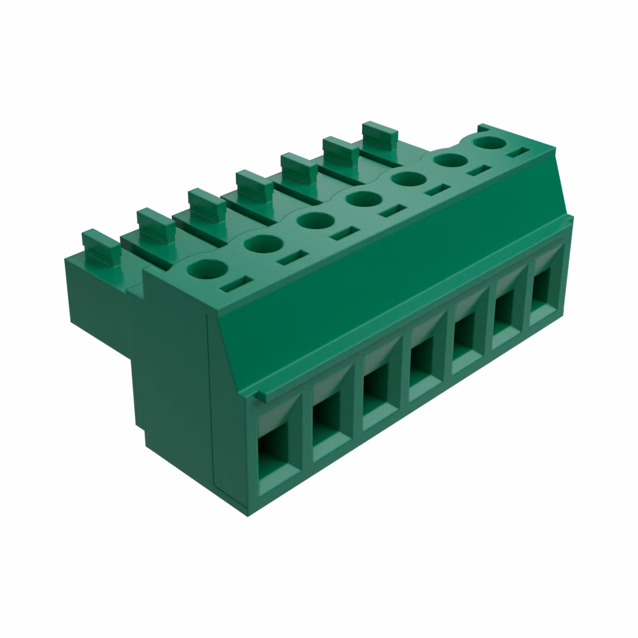 3.81mm Pitch Eurostyle Horizontal Plug, with Standard Imprinting, Green Housing, Gold (Au) Plated, 7 Circuits for sale