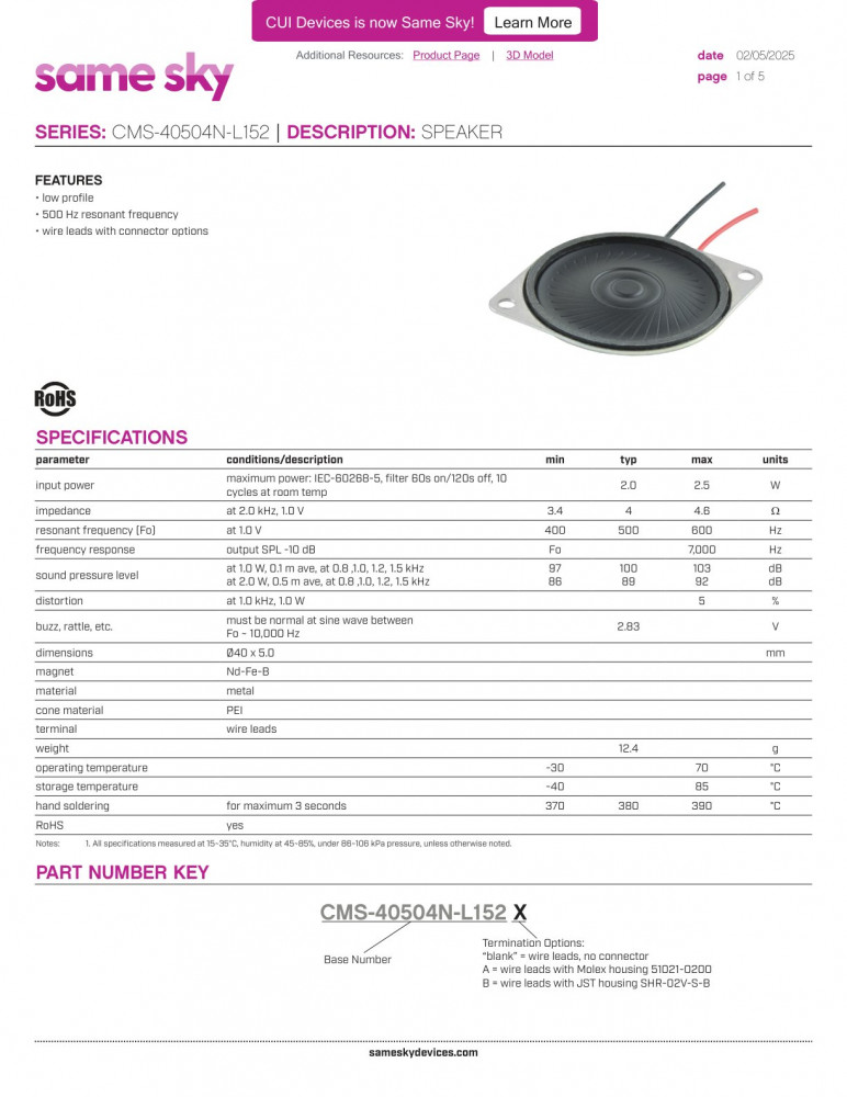 CMS-40504N-L152 technical document page 1
