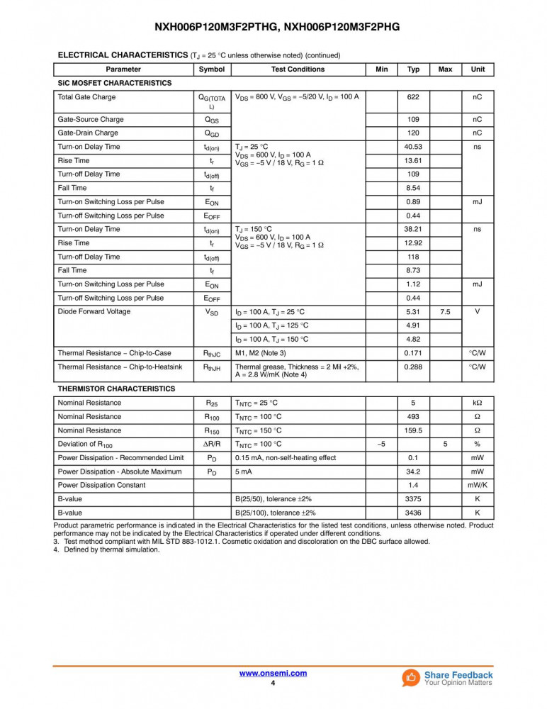 NXH006P120M3F2PTHG datasheet page 4