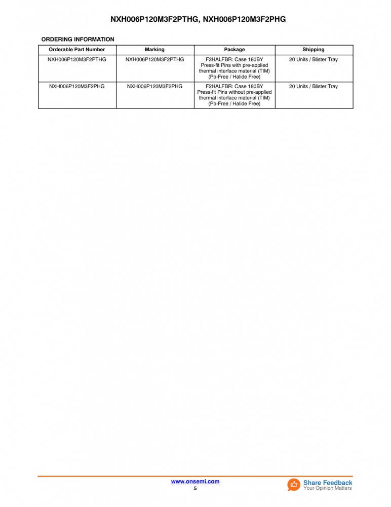 NXH006P120M3F2PTHG datasheet page 5