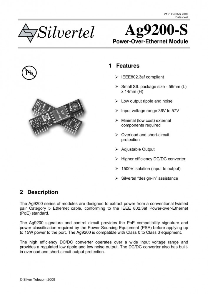 Ag9200 datasheet page 1