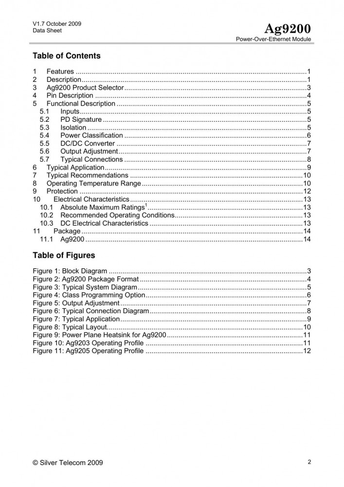 Ag9200 datasheet page 2