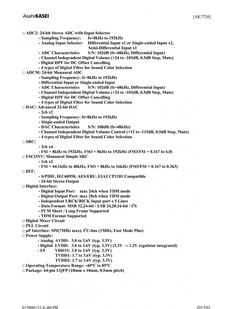 AK7738 datasheet page 2