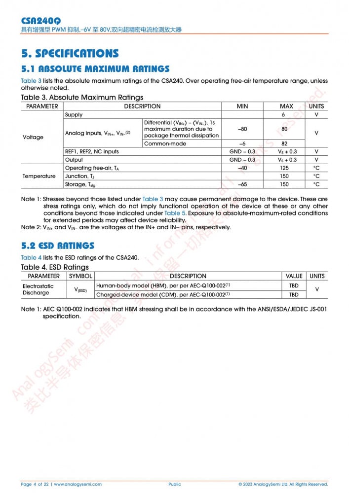 CSA240 datasheet page 4