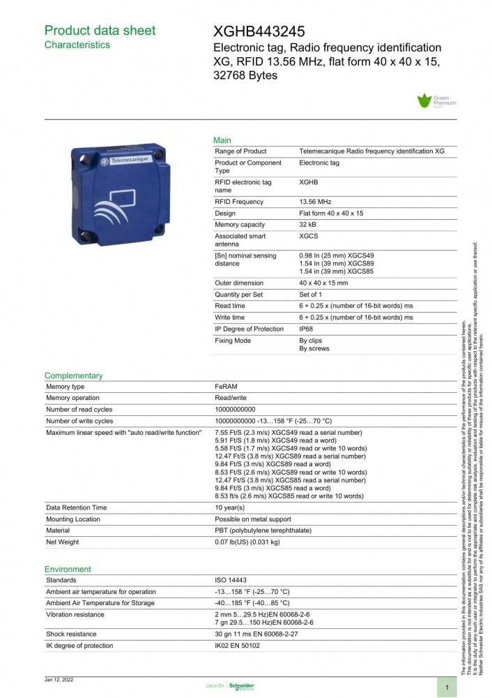 XGHB443245 technical documentation page 1